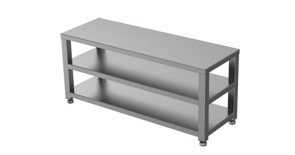 Stainless Steel Step Over Bench | Two Shelves | Hygienic Seating
