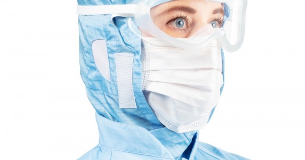 Cleanroom Facemask, 3-Ply, PU Headloop,Size:210x90mm - PK-50